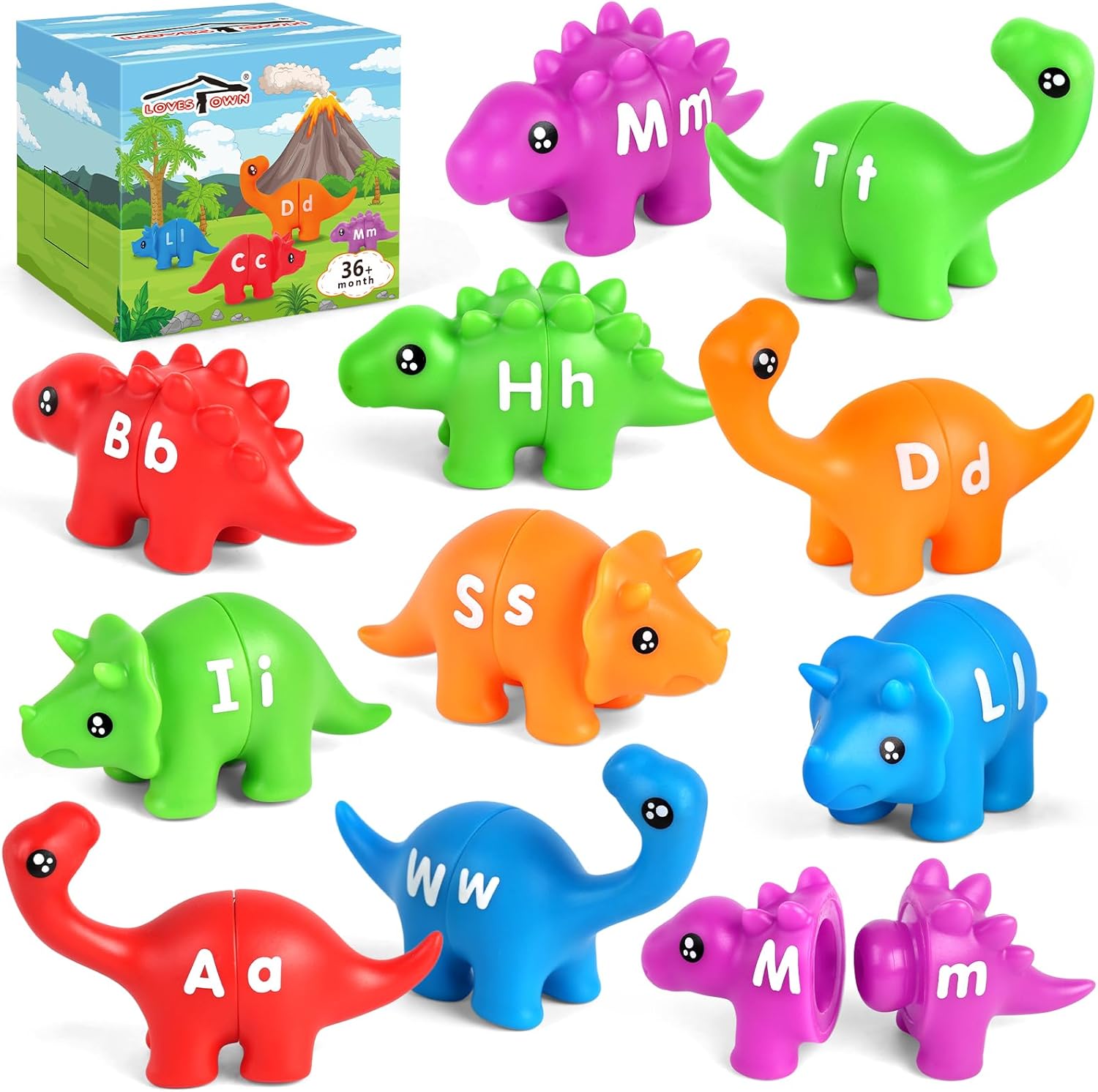 Amazon.com: LovesTown ABC Alphabet Matching Game, Dinosaur Letter ...