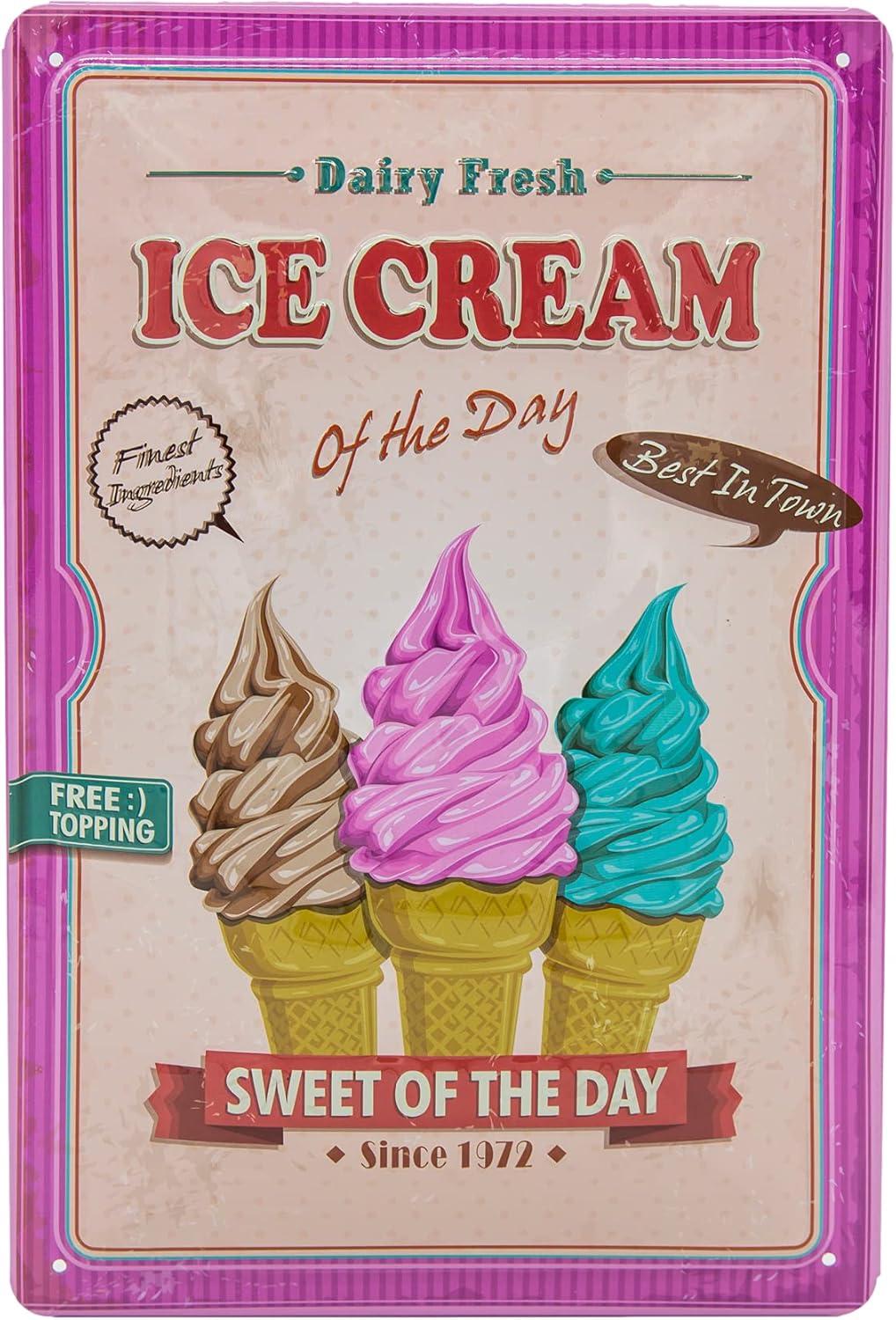 Amazon.de: EIS, Ice Creme, Softeis, geprägtes Blechschild 30 x 20 cm ...