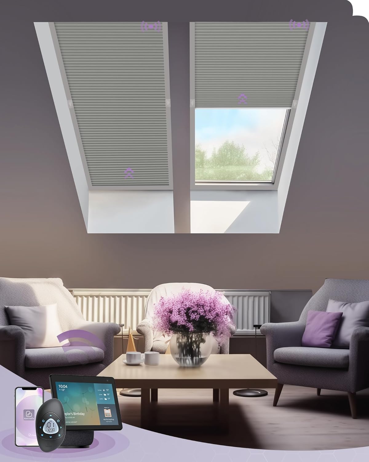 Amazon.com: Graywind Smart Skylight Shades Compatible with Alexa Google Solar Powered Motorized ...