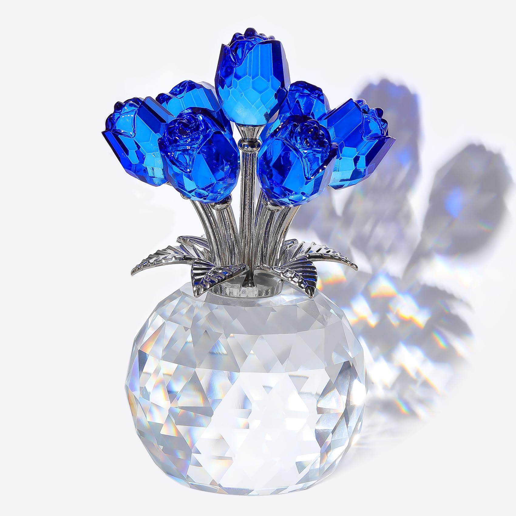 Amazon.com: Arikyrist Crystal Blue Rose Bouquet Figurine with Round ...