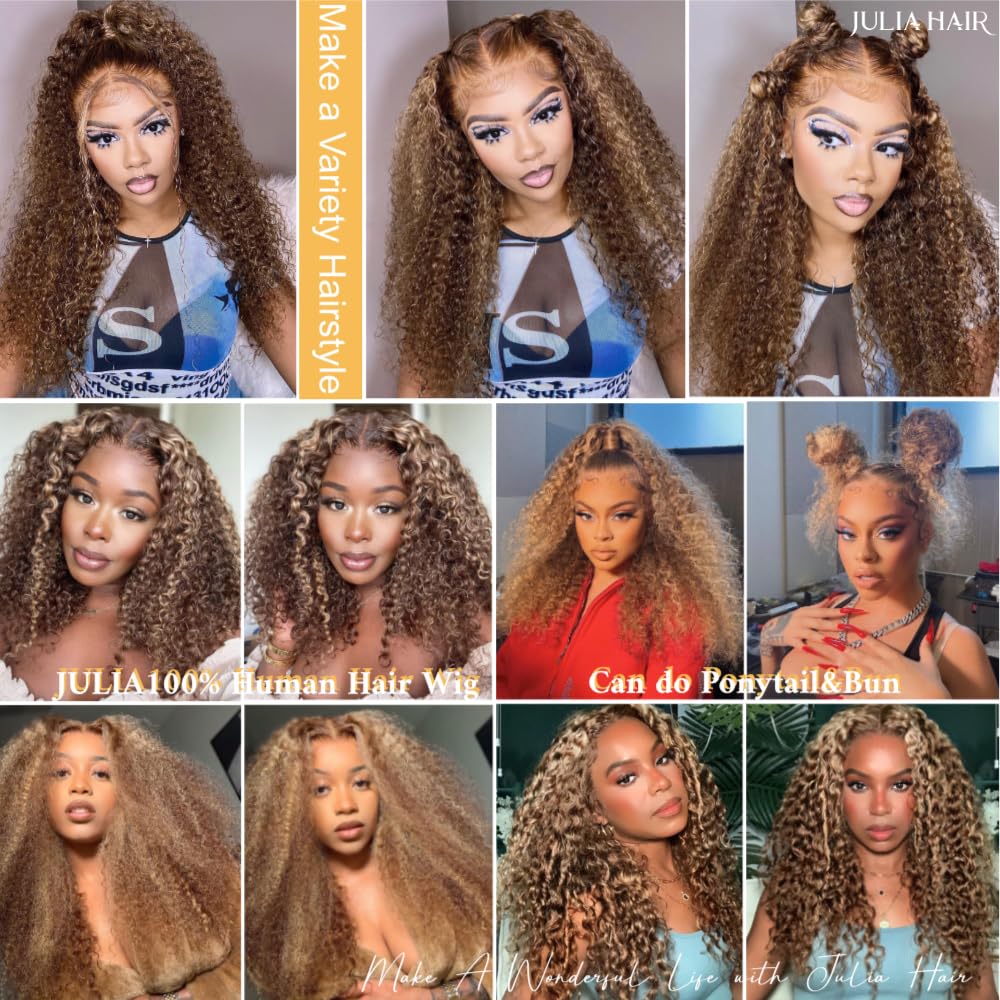 Julia Hair Pelucas de cabello humano rizado con encaje frontal ...