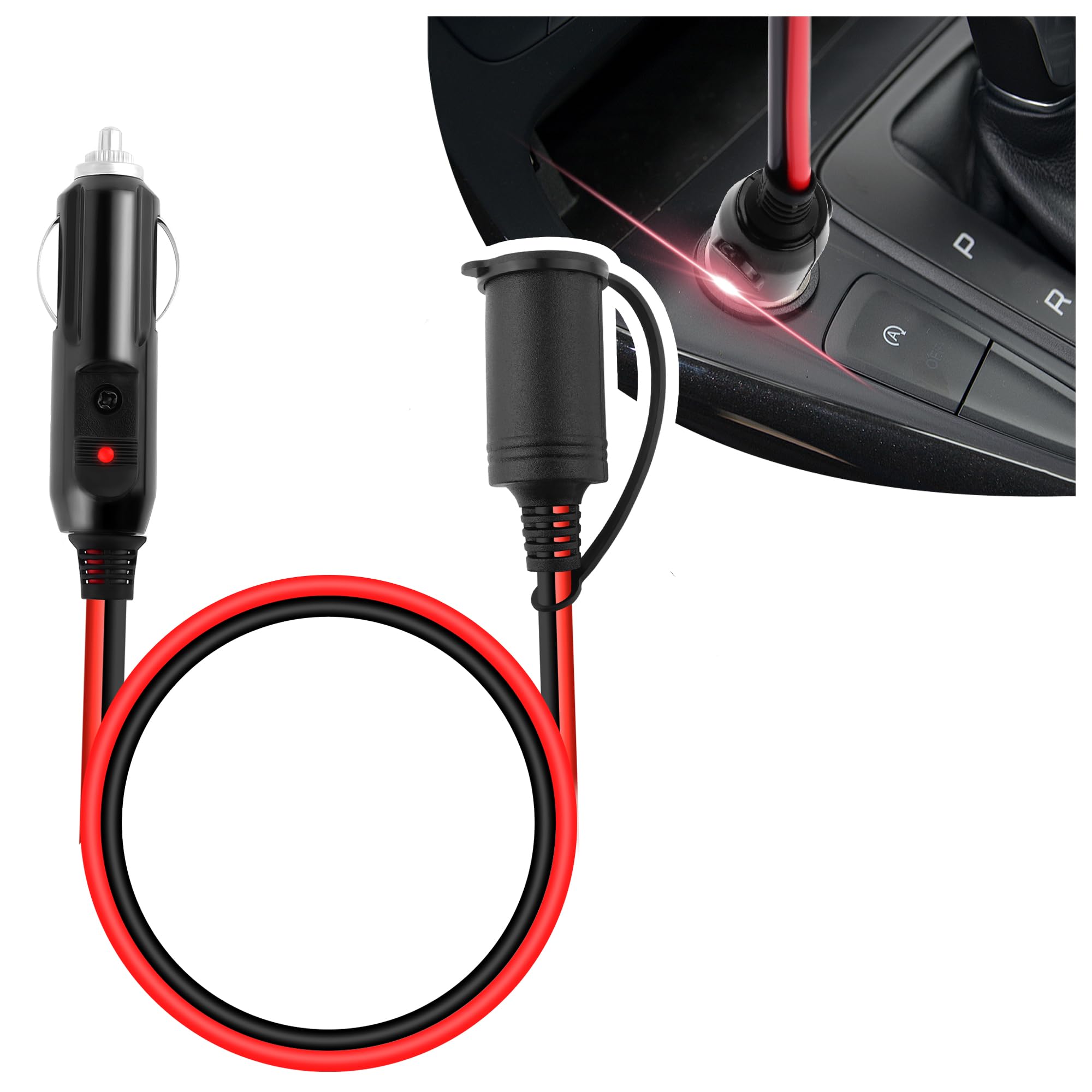 Amazon.com: 3Ft Cigarette Lighter Extension Cord,16 AWG 12V/24V Car ...