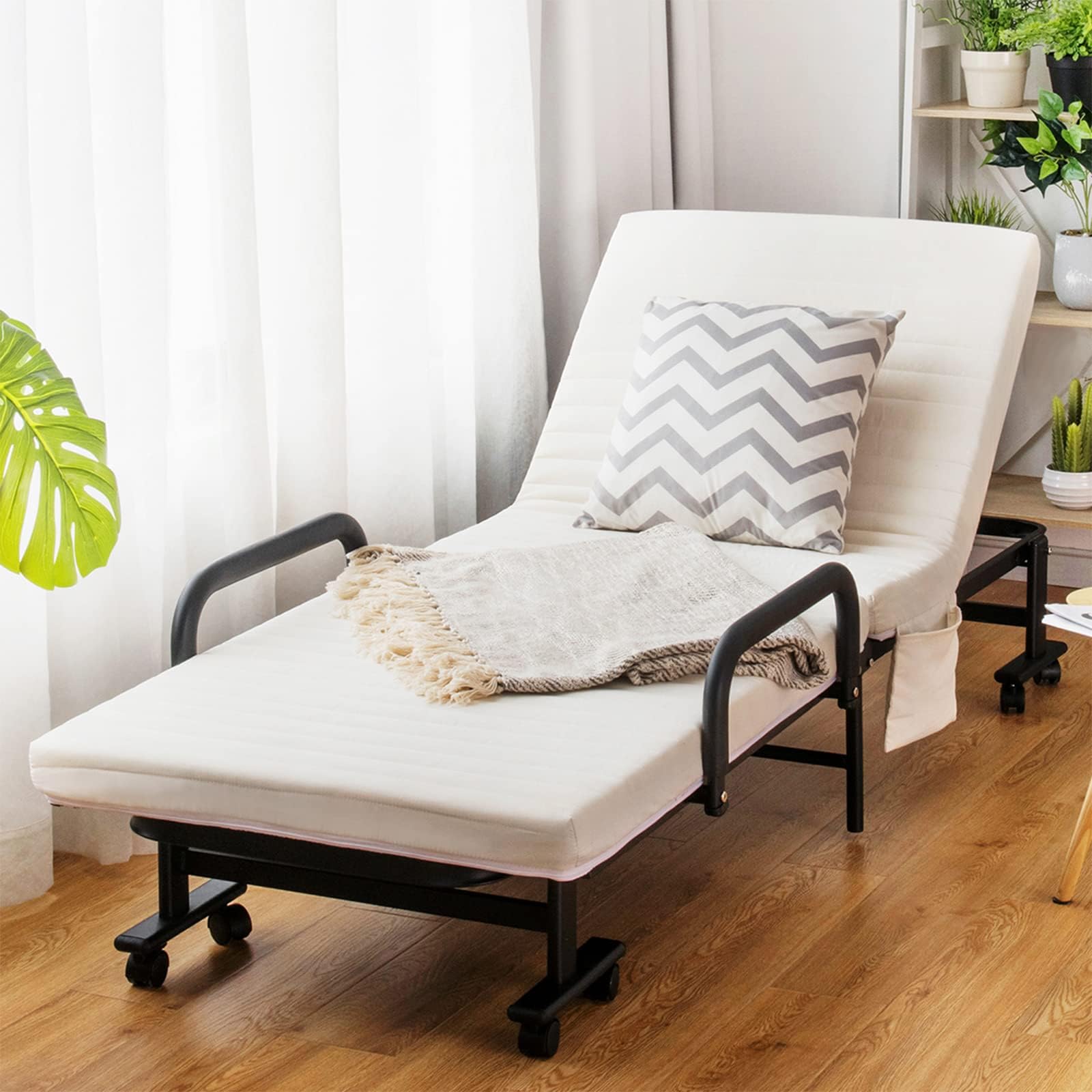 GORELAX Folding Bed with Adjustable Backrest, Portable Sleeping Cot Bed ...