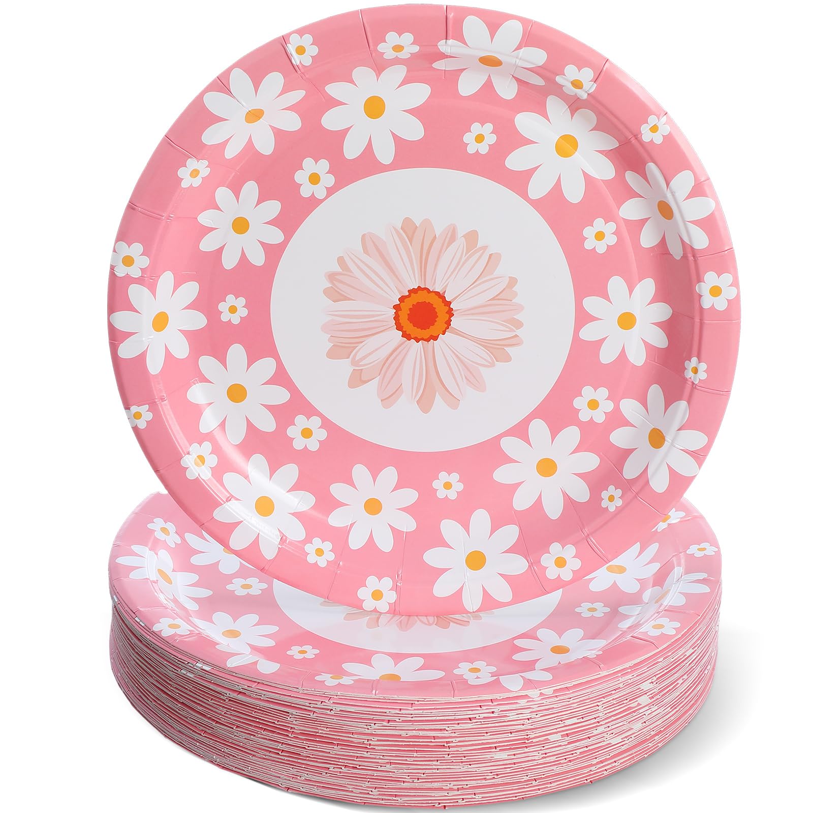 Amazon.com: FoldTier 100 Pcs Groovy Party Daisy Plates 7/10 Inch Boho ...