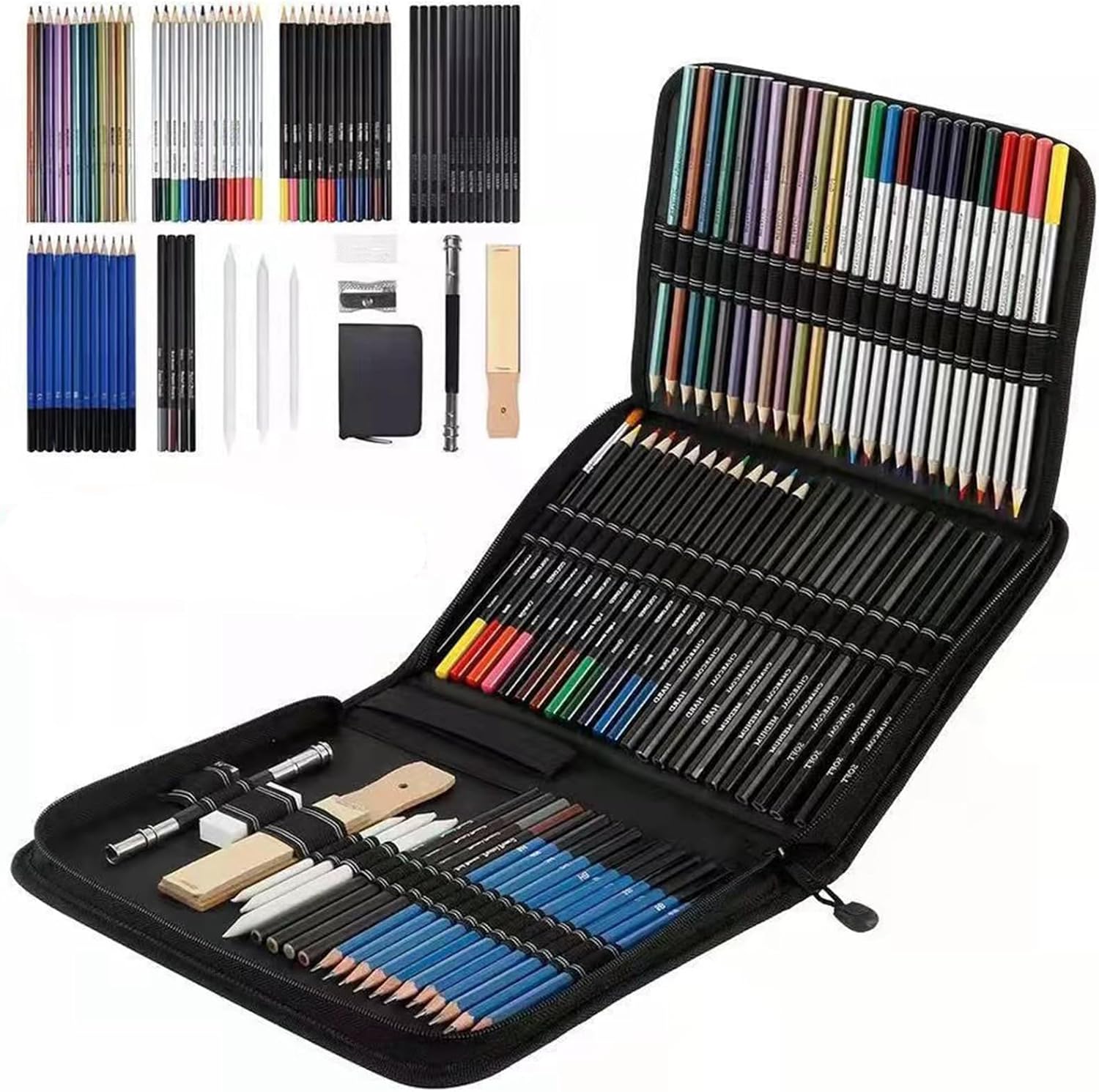 Techshining 72 Pack Drawing Pencils Set, Sketching Pencils, Charcoal ...