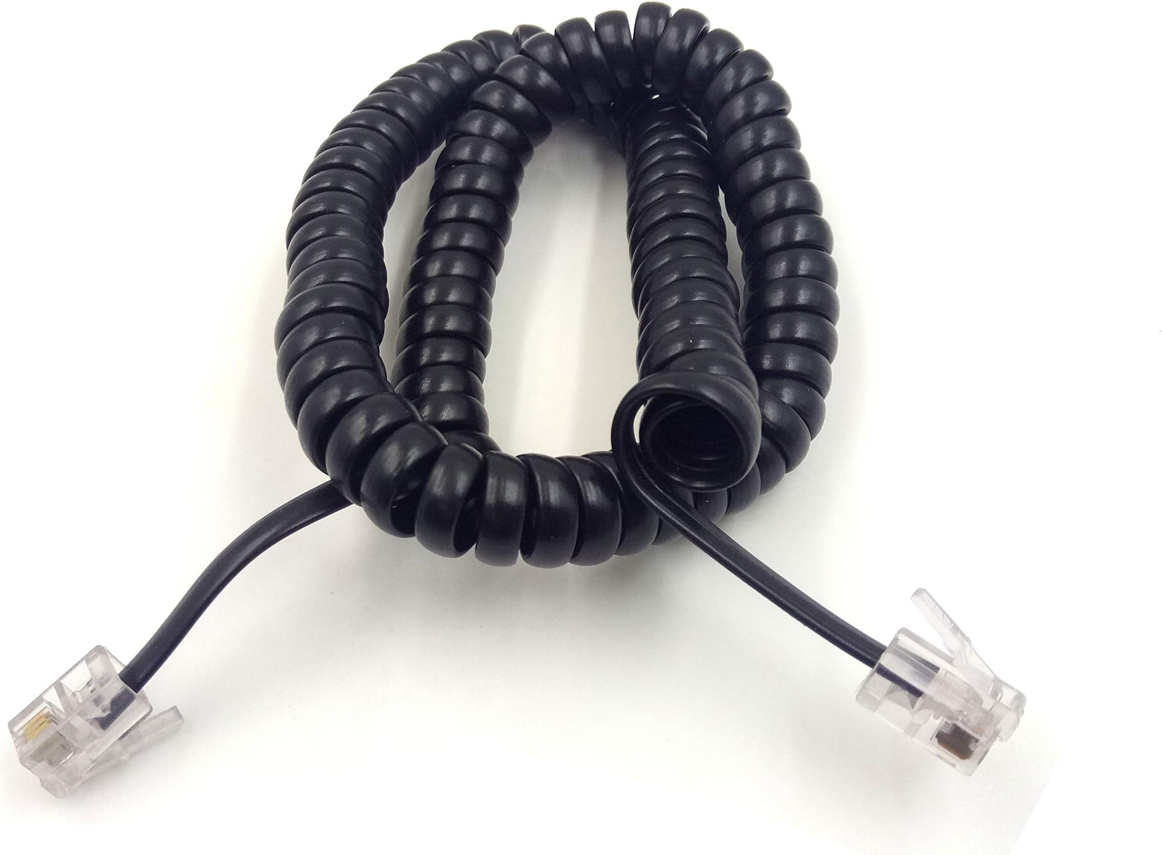 Telephone Cord, Haokiang 2 Pack Black Coiled Phone Cord Cable Length 2 ...