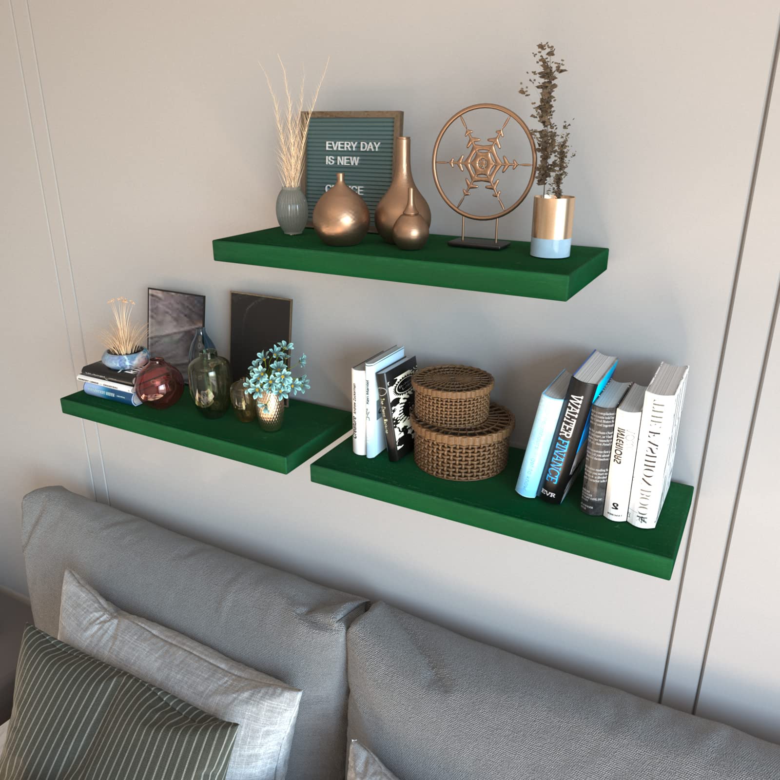 SAUMONIERES Floating Shelves Wall Shelf Solid Wood for Bathroom Bedroom ...