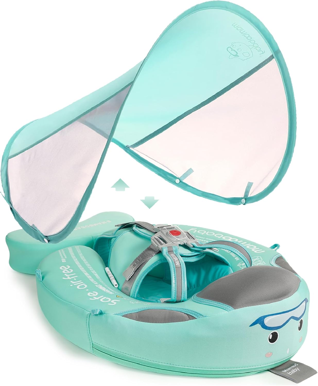 HECCEI Mambobaby Baby Swimming Float with Canopy, Non-Inflatable Solid ...