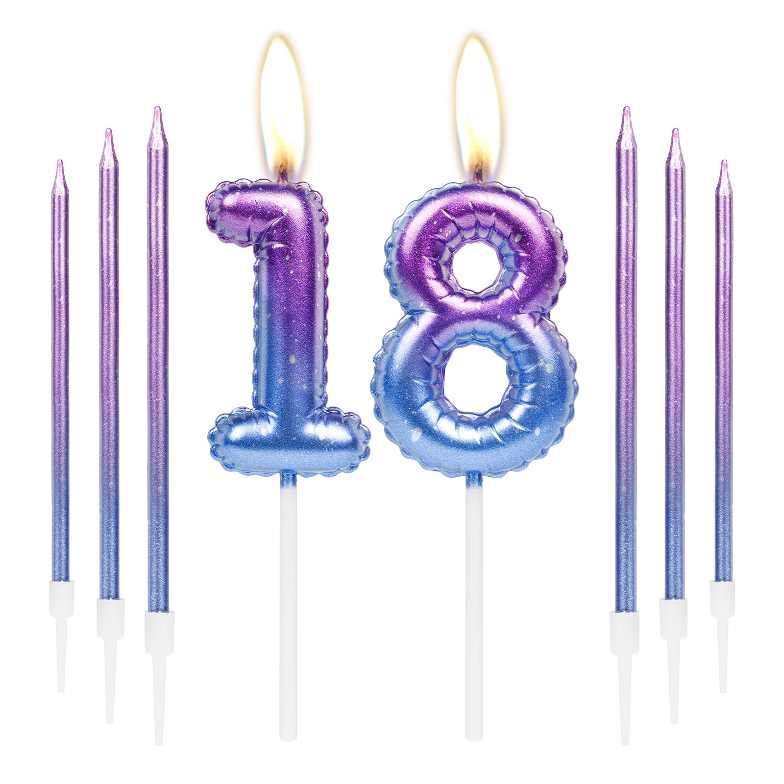 Amazon.com: iNINGER New Purple Blue Number 18 Happy Birthday,18th ...