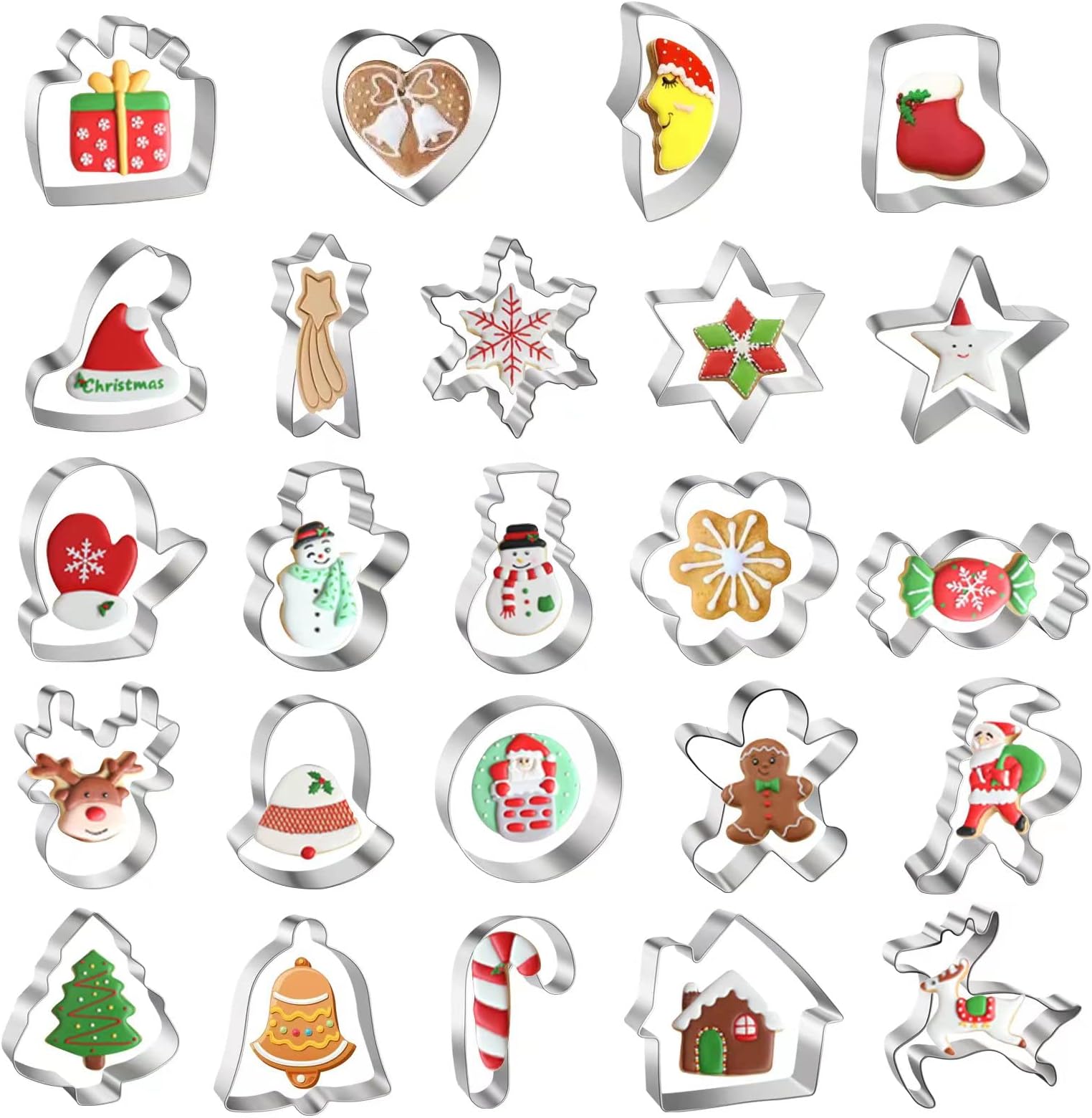 Amazon.com: BYkooc Christmas Cookie Cutter Set,18 Piece Stainless Steel ...