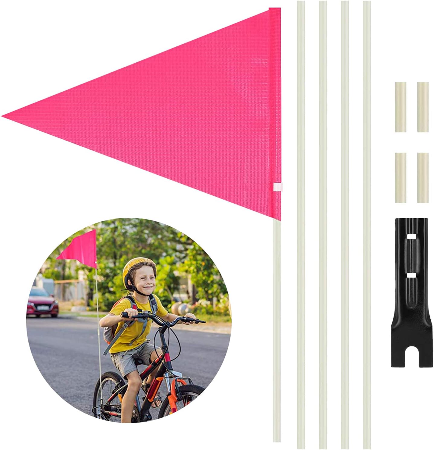 Amazon.com: 2 PACK Kids Bike Cycling Handlebar Safety Flag Pole ...