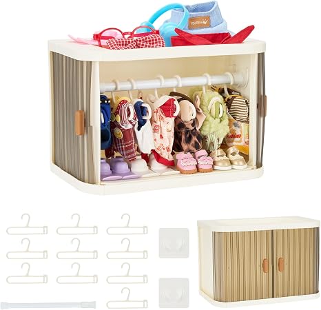 Amazon.com: Foldable Doll Wardrobe Closet Compatible with Labubu ...
