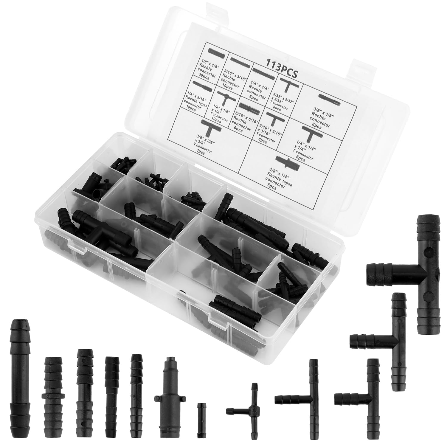 113pcs Vacuum Connector Assortment Automotive Vacuum Tubing Connector ...