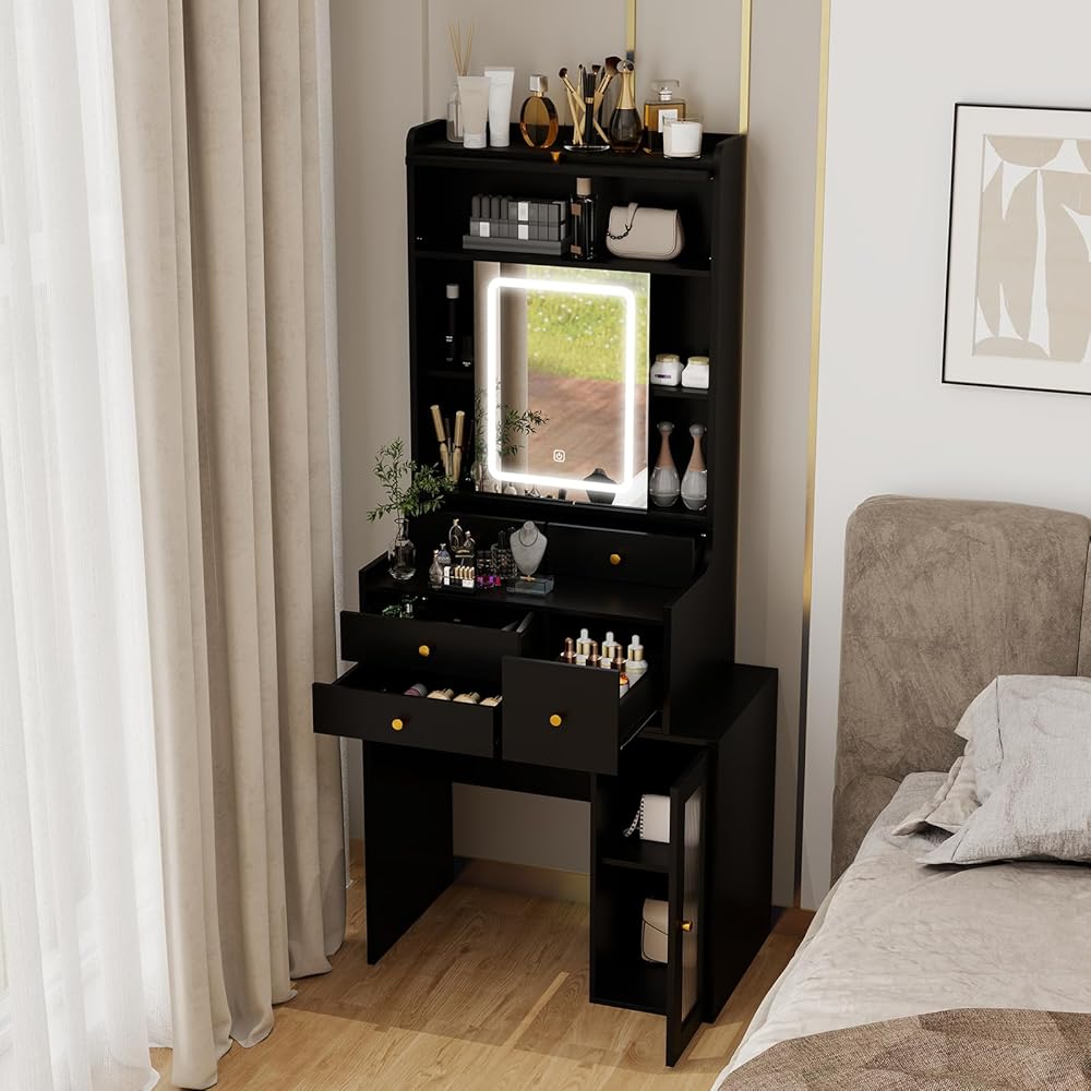 $32/mo - Finance ARTETHYS Small Vanity Desk with Sliding Mirror and ...
