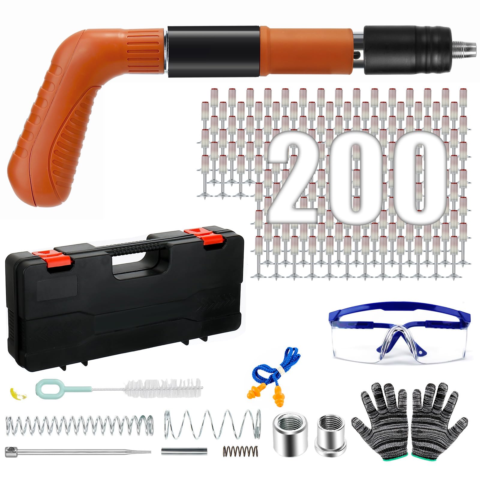 Manual Nail Gun Kit with 200pcs Nails, 5 Speed Adjustable Manual Steel ...