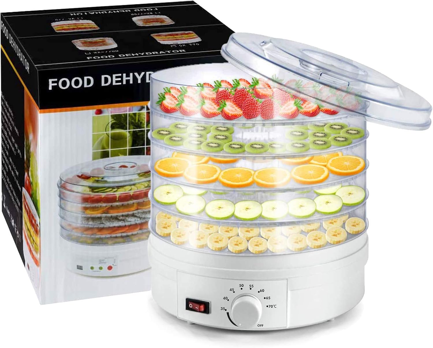 Electric Food Dehydrator, 110V 350W Fruit Dehydrator Machine with 5 ...