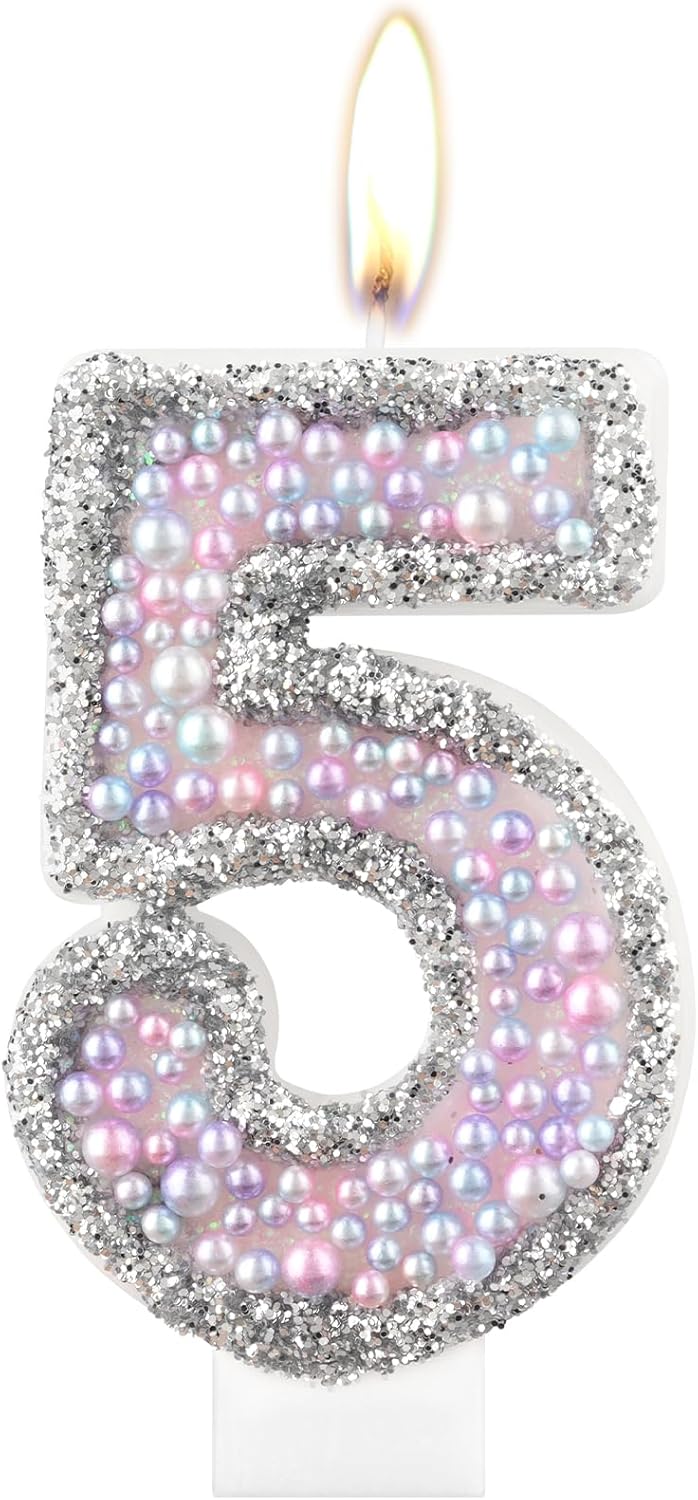 Amazon.com: iNINGER Birthday Candle Macaron Glitter 3D Number Candle ...