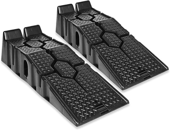 Set of 2 Car Ramps Heavy Duty Black , 3 Ton Plastic Ramp for Car , 33cm ...