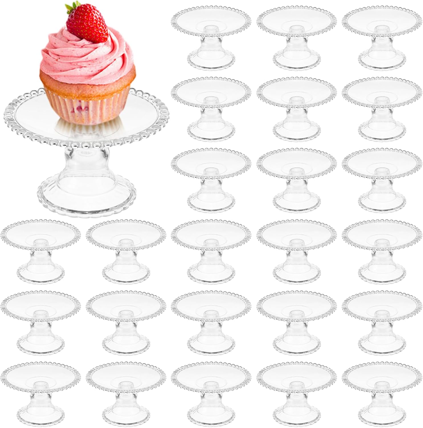 Amazon.com: HOFURME 24 Pcs Mini Cake Plate Stand, Plastic Single ...