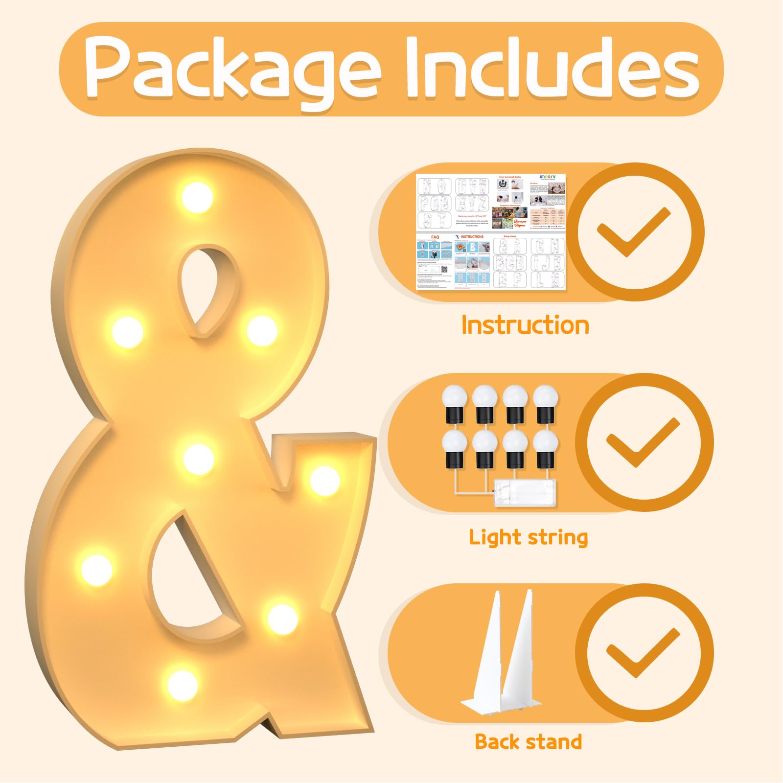 Snapklik.com : Imprsv 3FT Marquee Light Up Letters &, Large Light Up ...