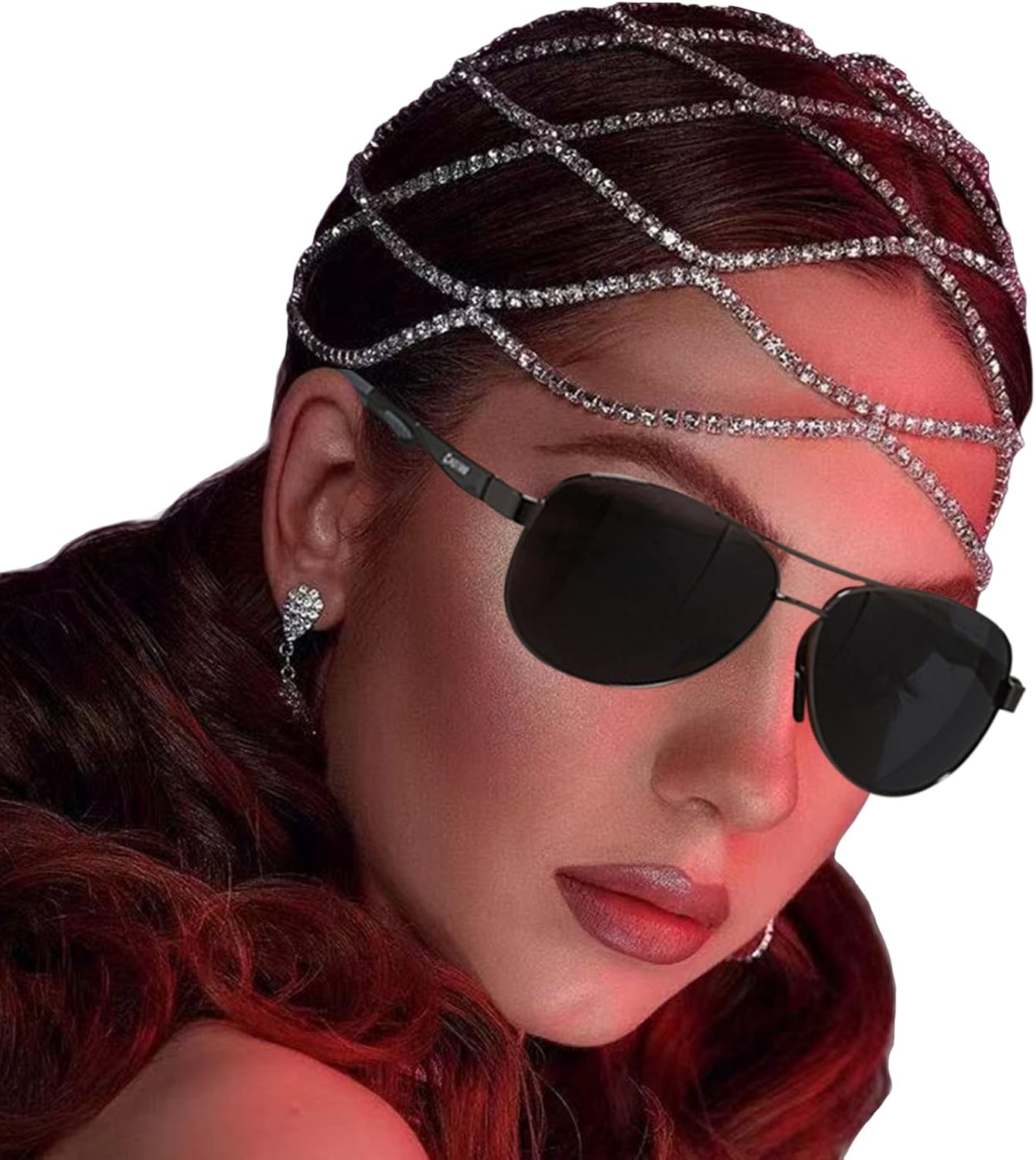 aoozleny Rhinestone Mesh Headpiece Cap Silver Roaring 20s Crystal ...