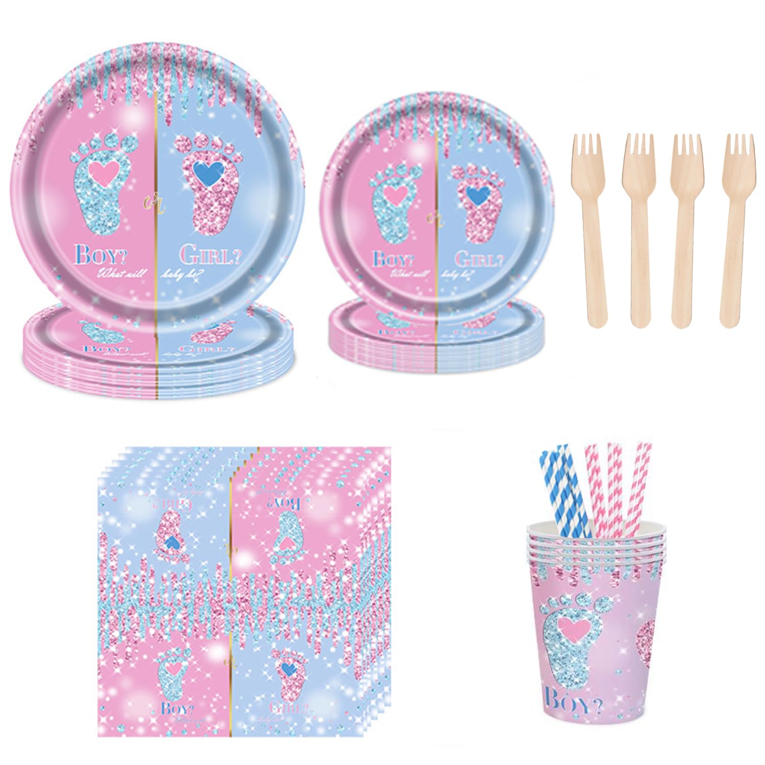 Gender Reveal Table Decorations, 120 Pcs Boy or Girl Footprint Baby ...