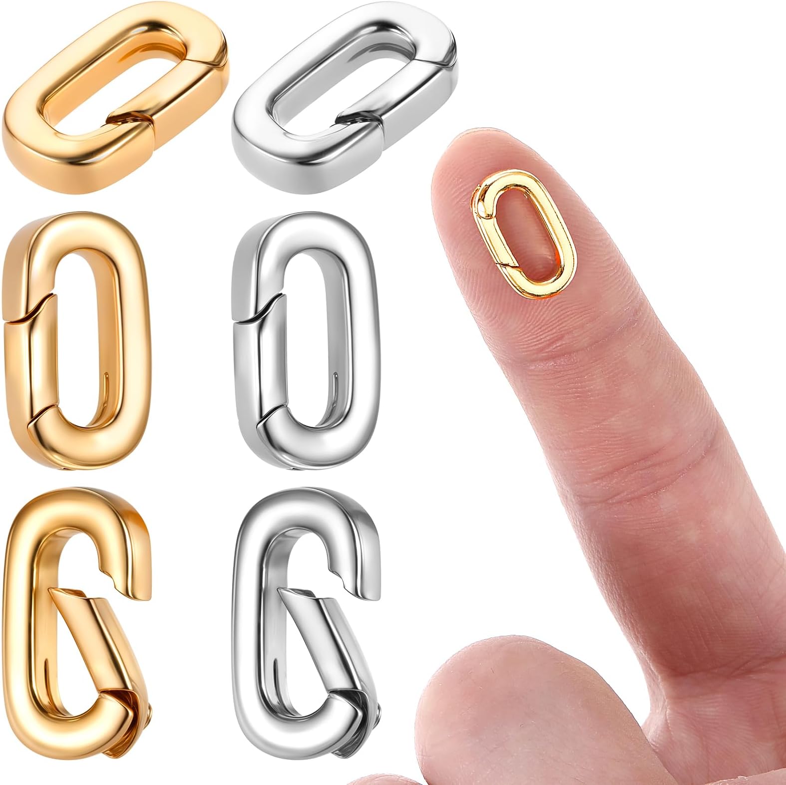 Amazon.com: JJUNW 6Pcs 18K Glod Filled Oval Clasp Metal Spring Clasp ...