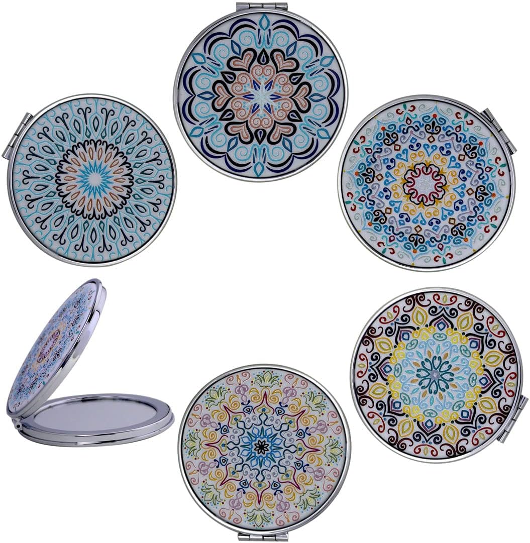 Amazon.com: CigyYogy Compact Mirror with Mixed Embossed Mandala Designs ...