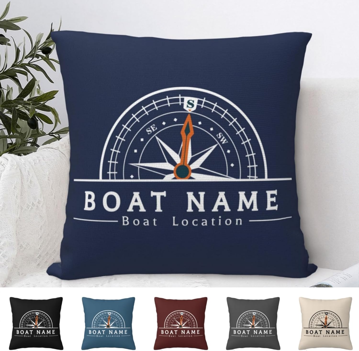 Amazon.com: YUERVWE Personalized Nautical Outdoor Pillow Covers Custom ...