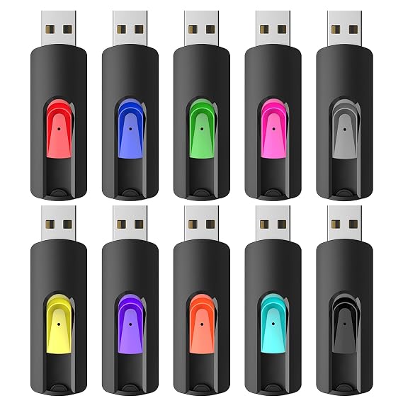 RAOYI 10Pcs 32GB USB Flash Drives Slide Retractable Memory Stick Bulk ...