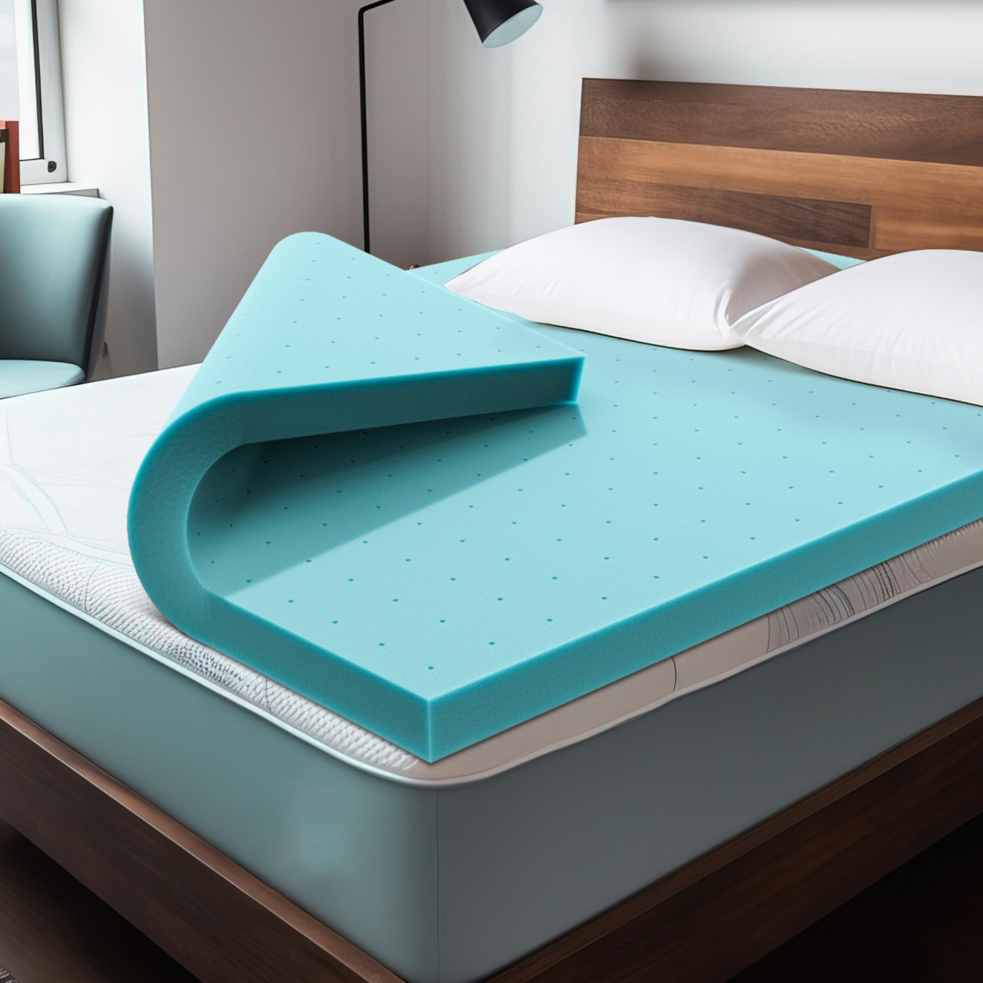 Amazon.com: Nelaukoko 2 Inch Memory Foam Mattress Topper Queen Mattress ...