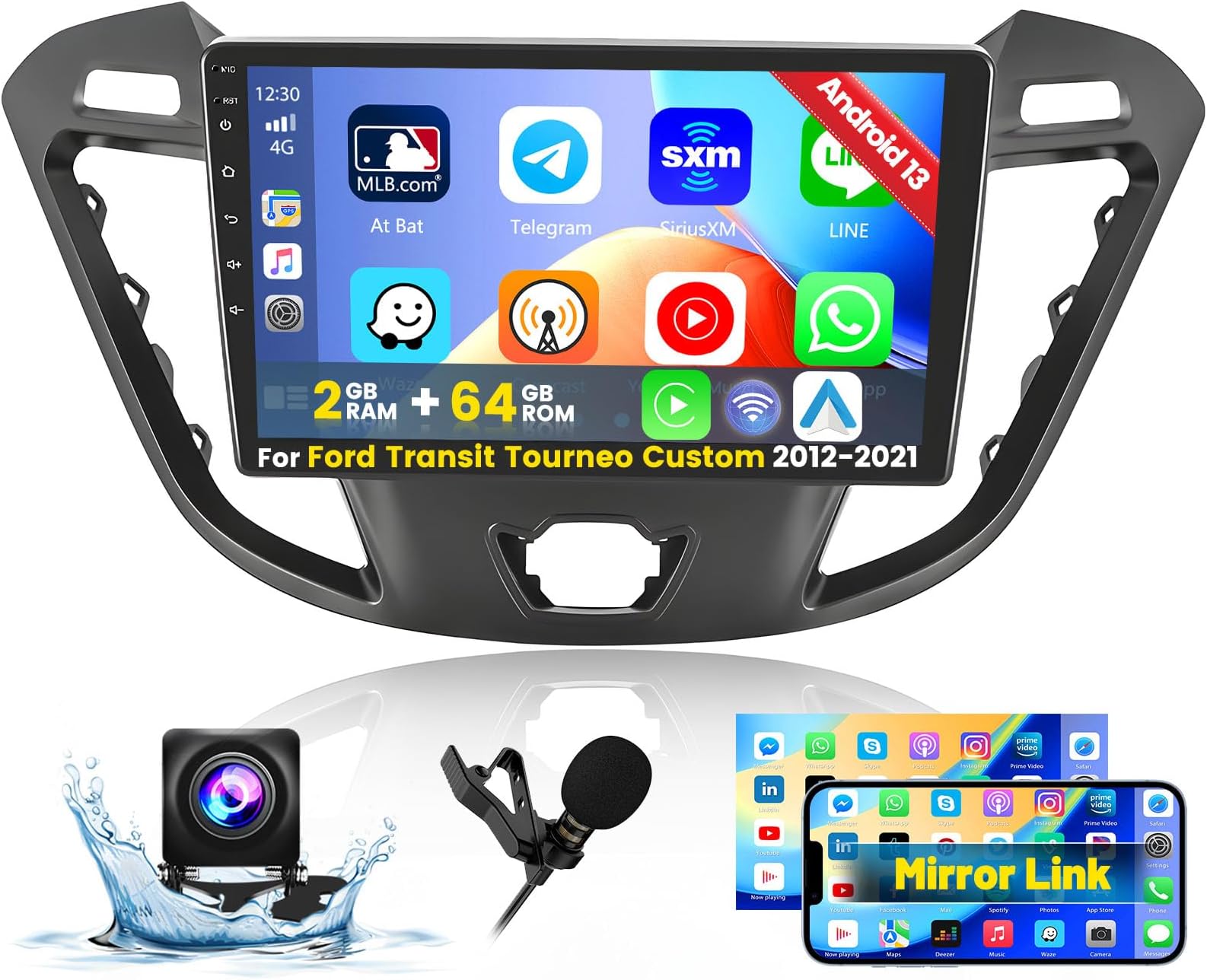 Amazon.com: for 2012-2021 Ford Transit Tourneo Custom Radio, 2+32G ...