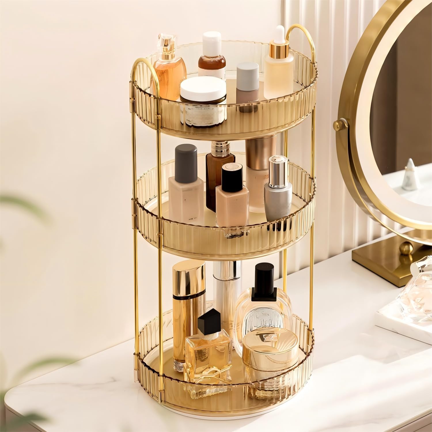 Makeup Organiser 360 Rotating,Spinning Skincare Cosmetic Organiser 3 ...
