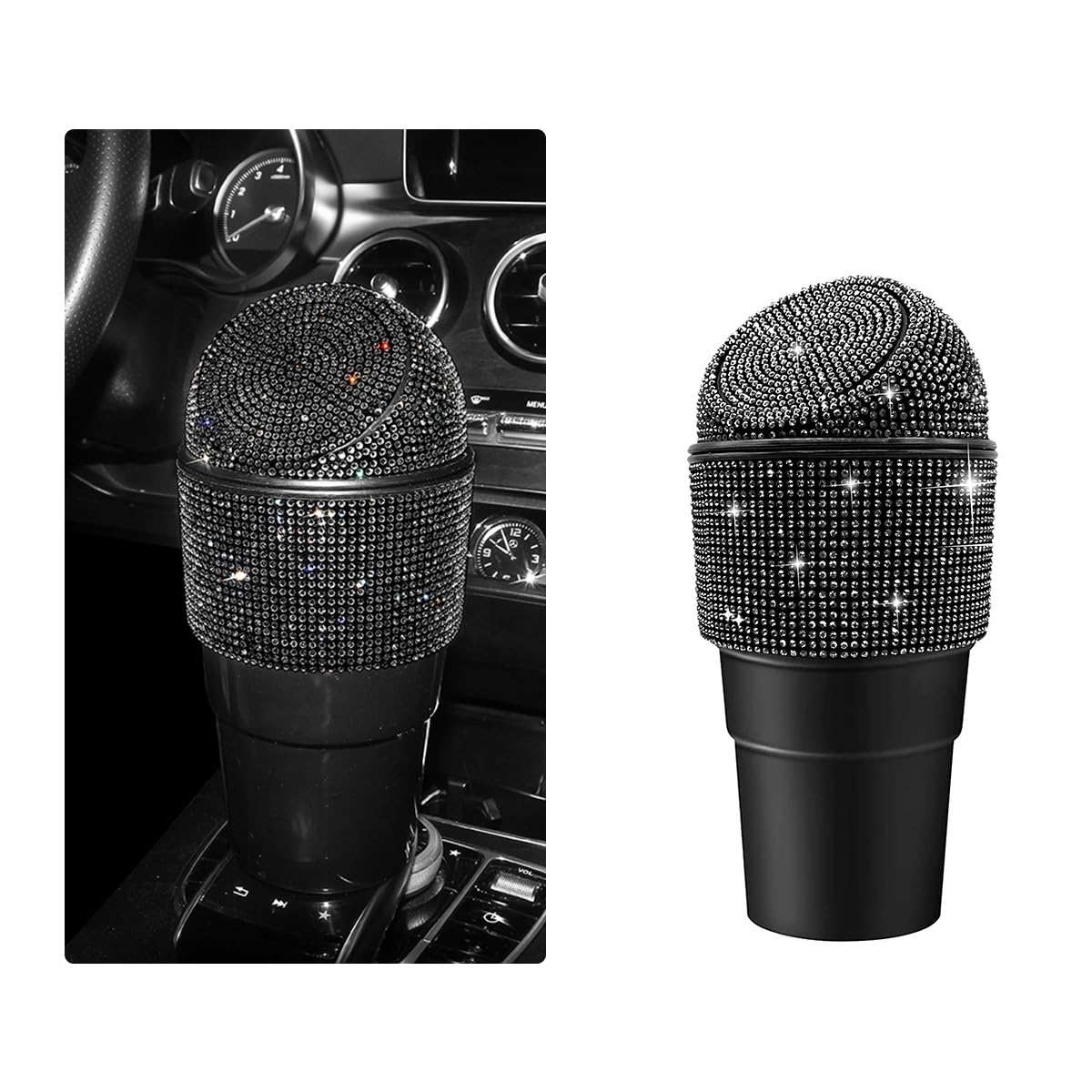Amazon.com: Yourkar Bling Car Trash Can with Lid, Sparkling Crystal ...