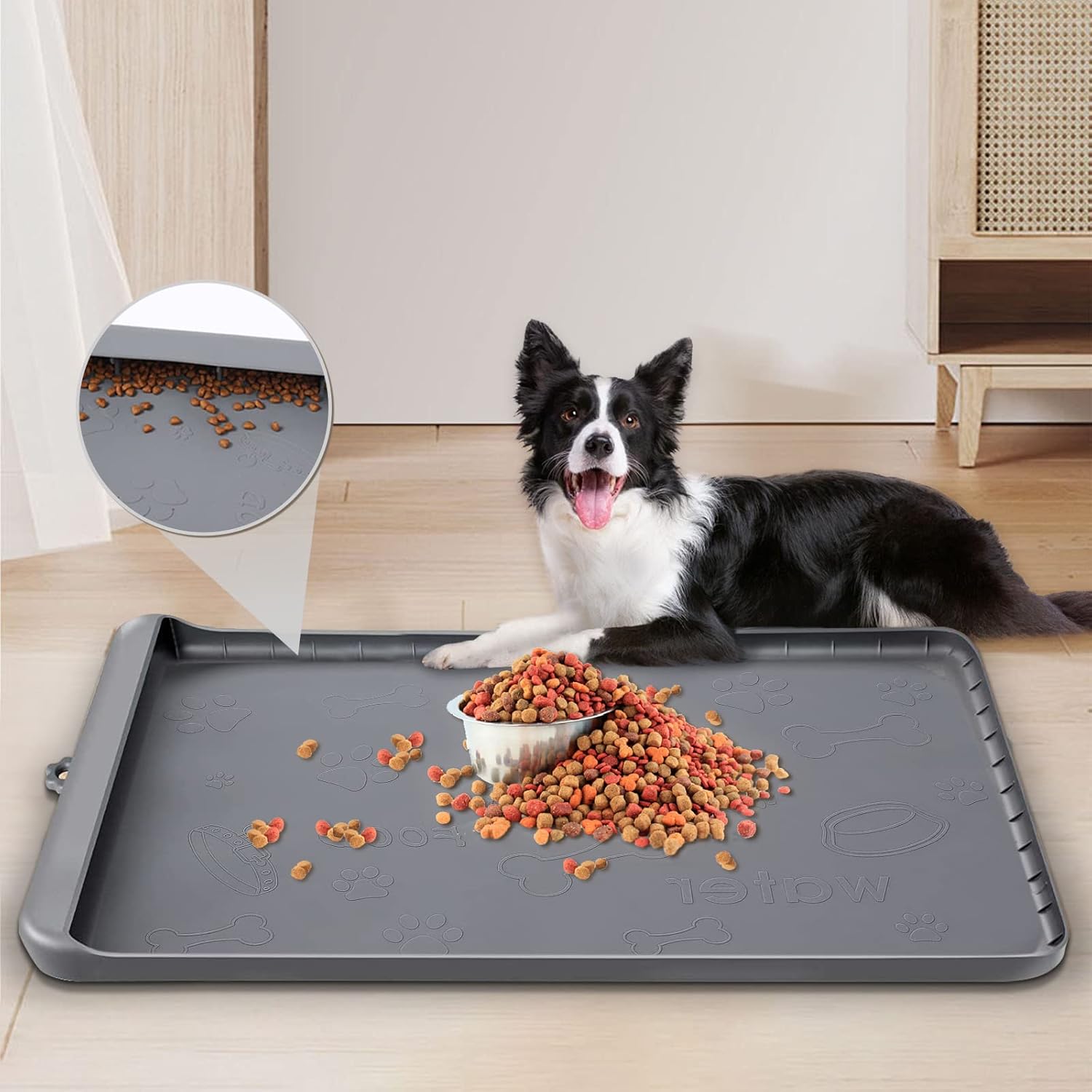 Dog Food Mat,Silicone Pet Feeding Mats for Food and Water 36" x 24 ...