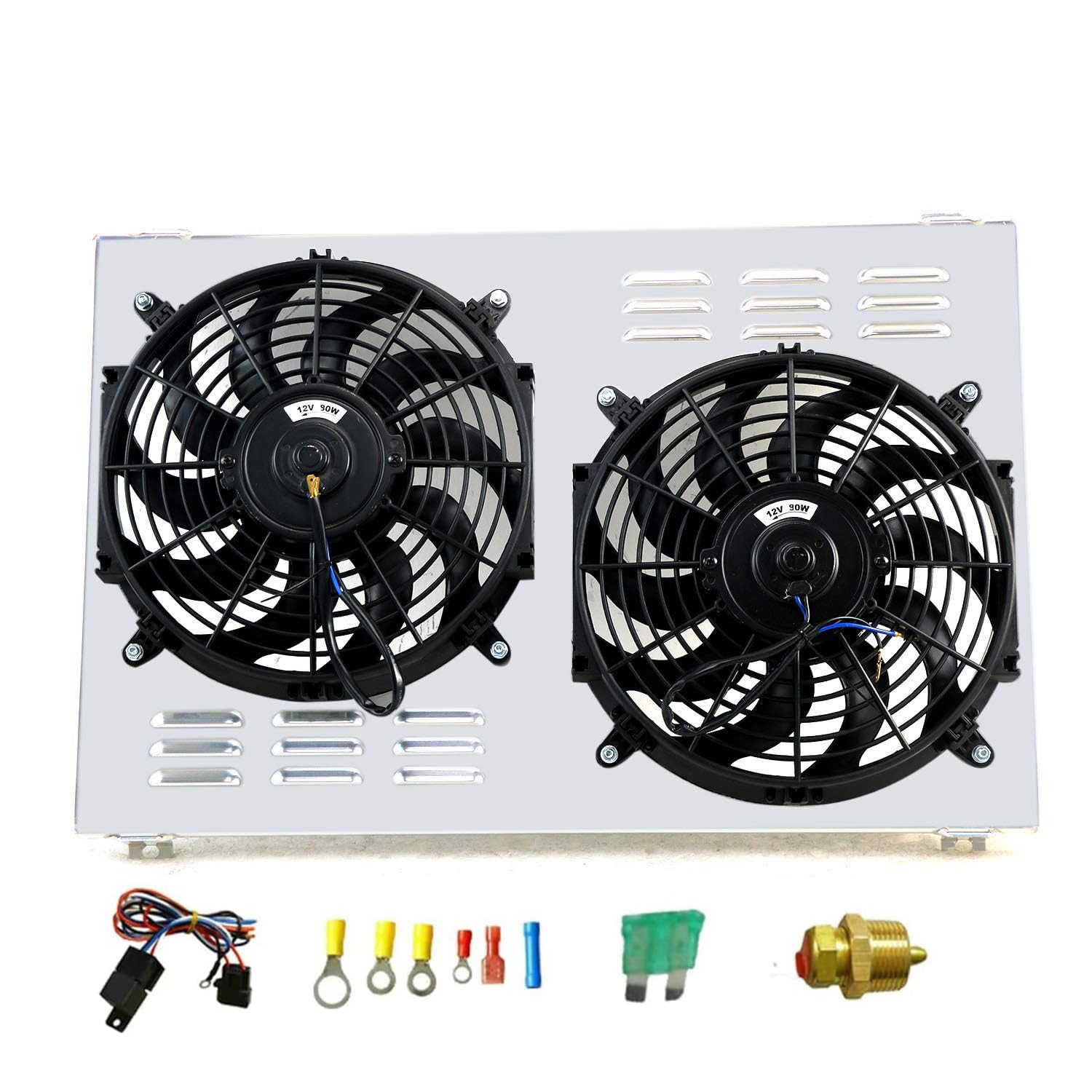 Snapklik.com : ECMRAD Aluminum Radiator Shroud+2x12 Fans, Exhaust Fan ...