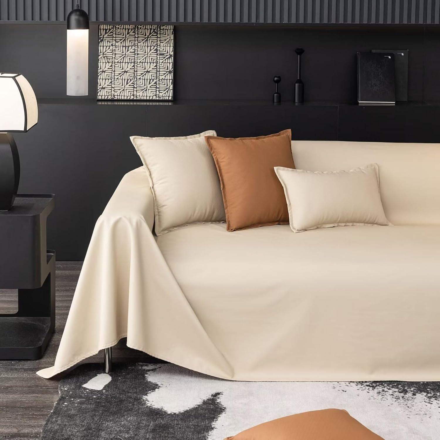 Amazon.com: VClife 100% Waterproof Beige Sofa Cover Simple Modern Faux ...