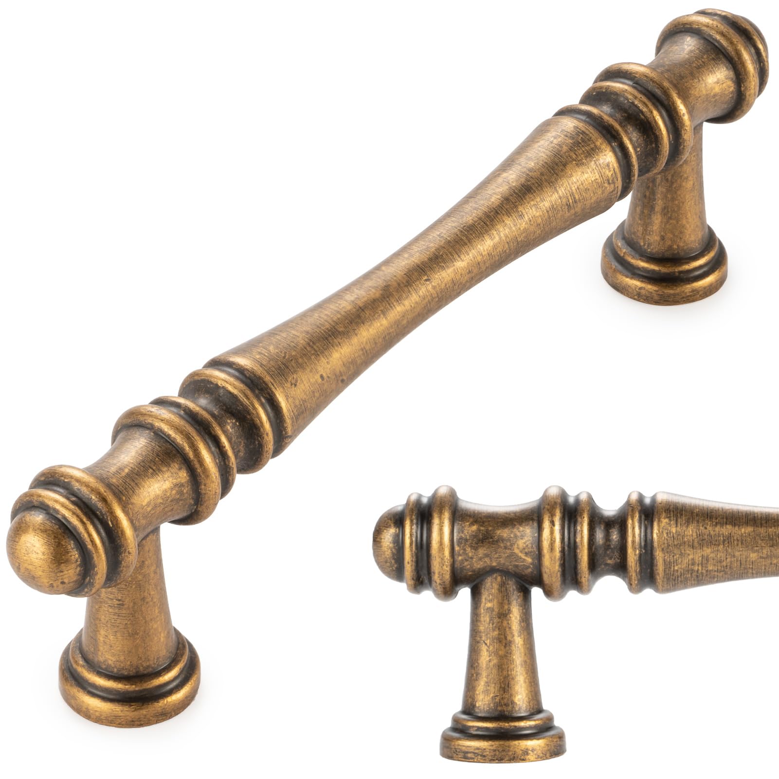 KOOFIZO Classical Cabinet Pull - Antique Brass Furniture Handle, 3-3/4 ...
