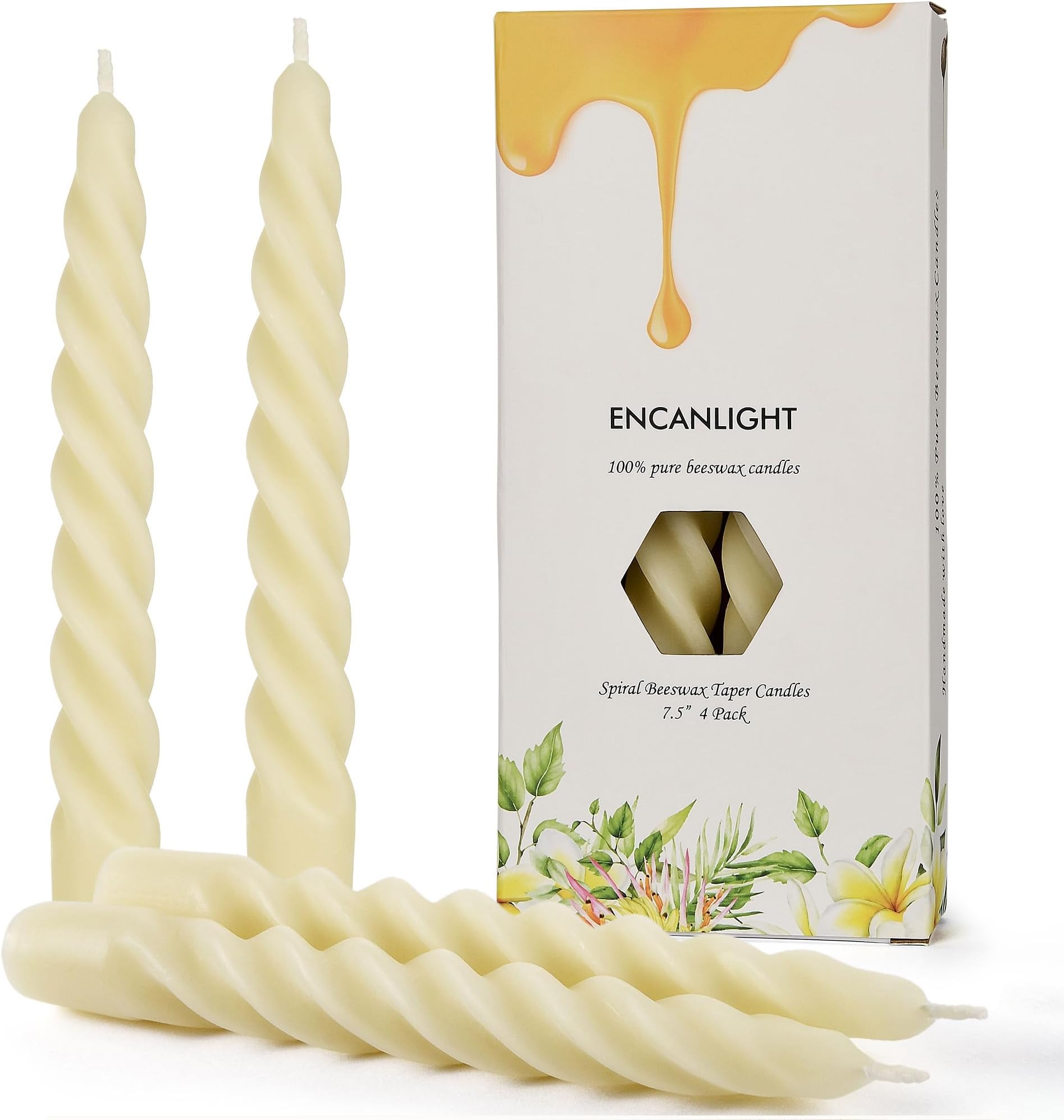 Amazon.com: 8 Pack 8 Inch Hand Poured White Dripless Taper Candles, Soy ...