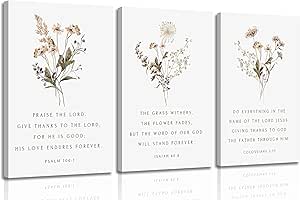 Amazon.com: Wildflower Verses Canvas Wall Art Bible Verses Floral ...