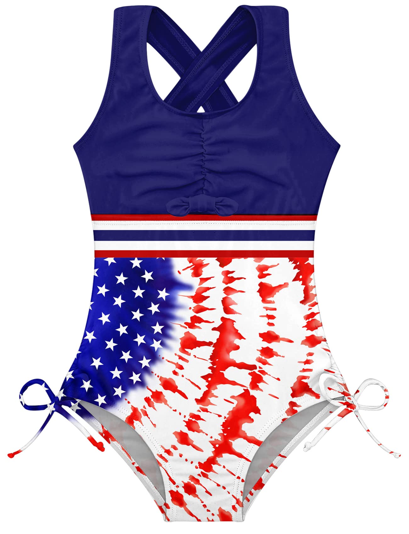 Snapklik.com : Girls July 4th Swimsuit Cute Striped Bathing Suit Hawaii ...
