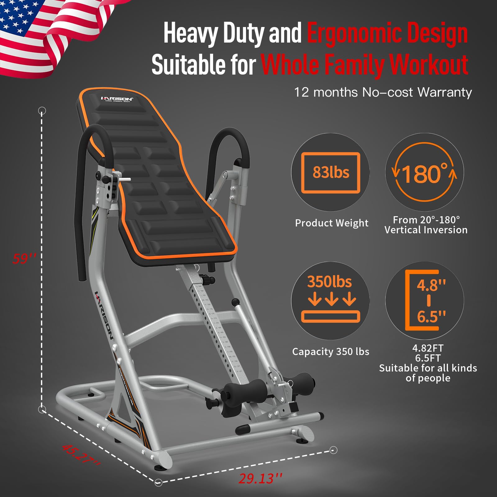 Snapklik.com : HARISON Heavy Duty Inversion Table For Back Pain Relief ...
