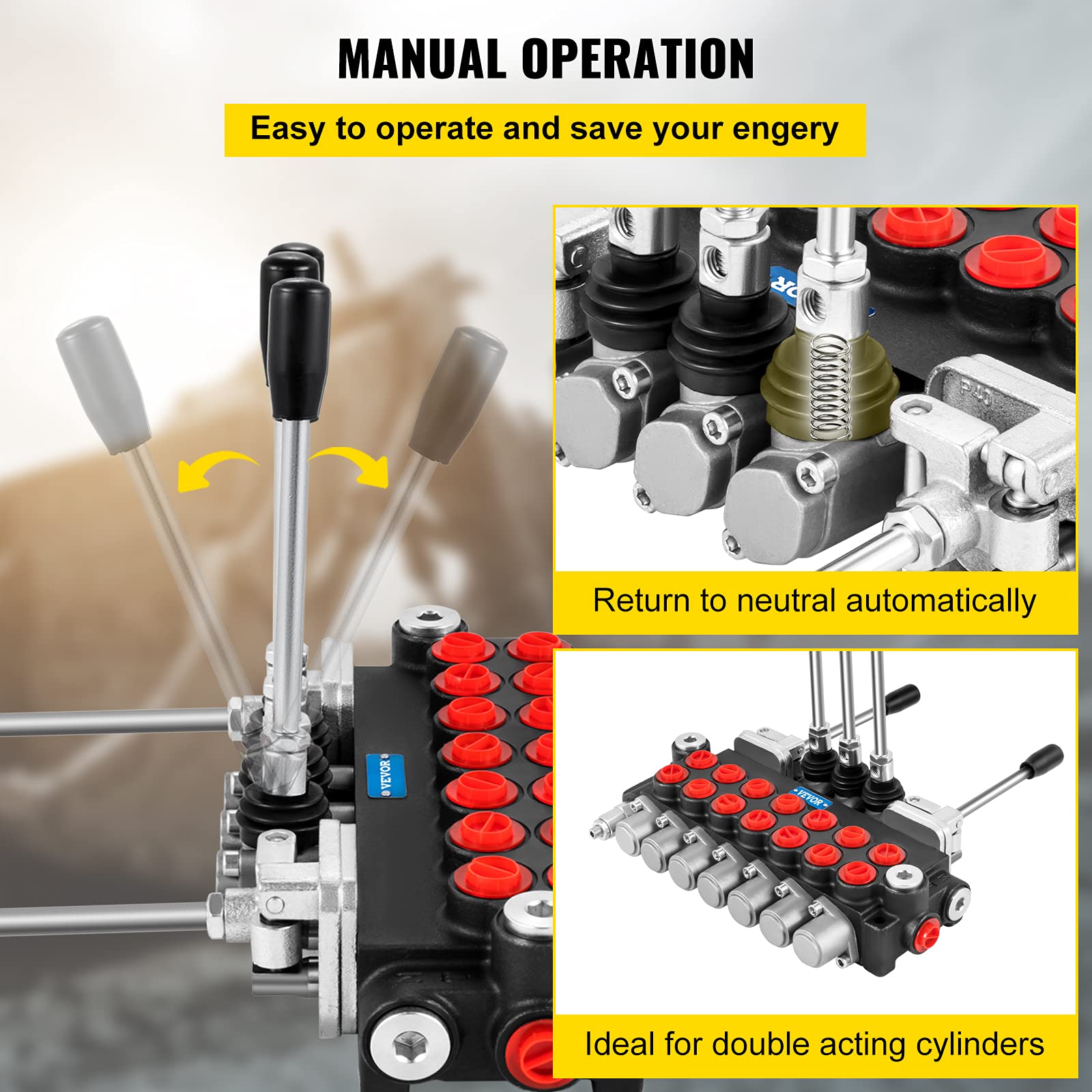 Buy VEVOR Hydraulic Directional Control Valve, 7 Spool Hydraulic Spool ...