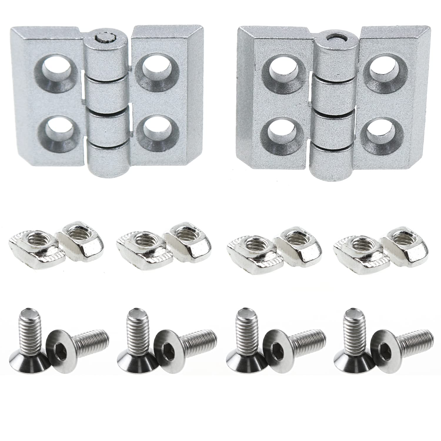 Amazon.com: LUORNG 2pcs Aluminum Profile Hinge Install Kit Metal Hinge ...