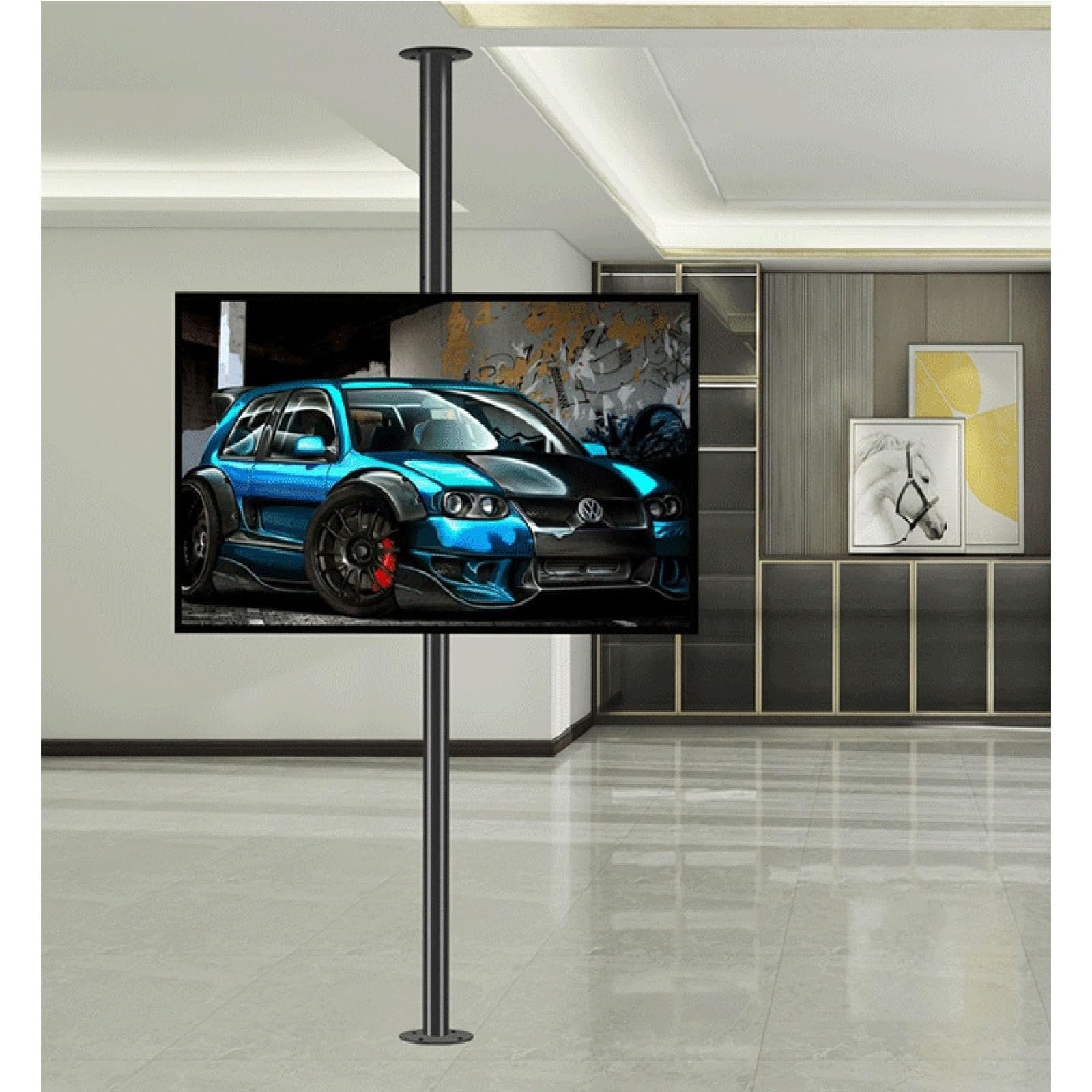 Amazon.co.jp: LCD TV 360度回転フレームフロアスタンド - 32-65インチTVブラケット、フルモーション360度回転 ...