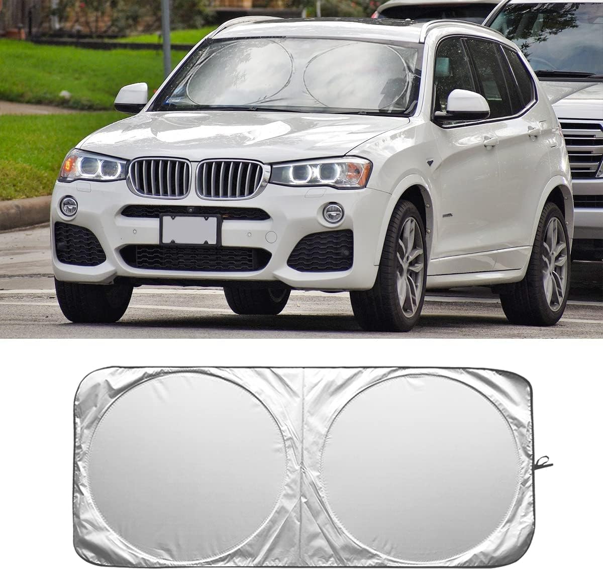 Car Front Windshield Sun Shade/Cover, Reflective Frabic Foldable ...