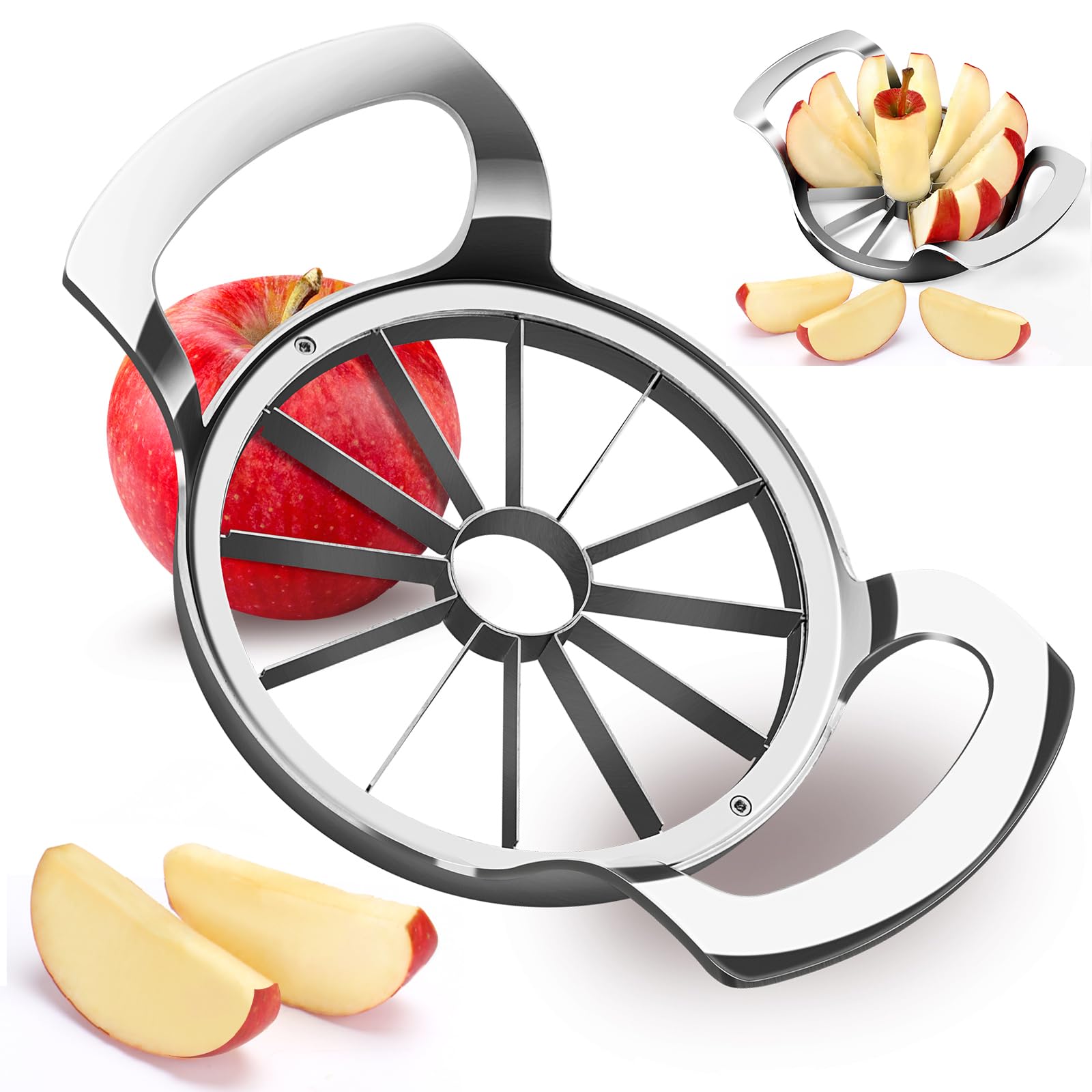 AUBENR 4.72 Inch Extra Large Apple Slicer with 12 Blades - Professional ...