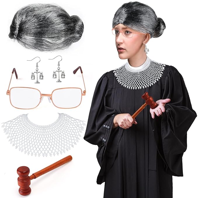 Amazon.com: Aichiyu 5 Pieces RBG Wig Set Judge Costume Accessories ...