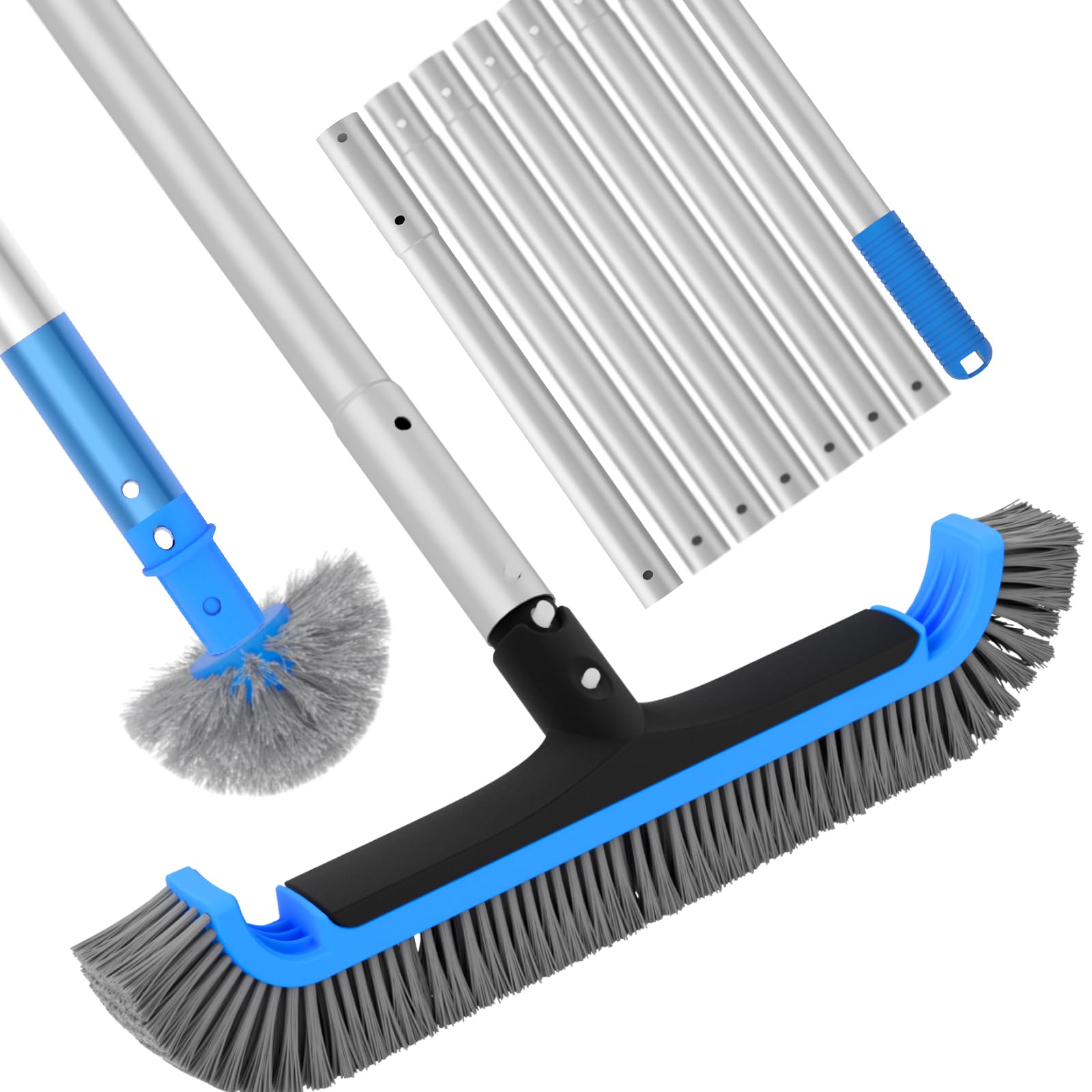 Amazon.com: 2 in 1 Multifunctional Pool Brush with 10 FT Poles - 17.5 ...