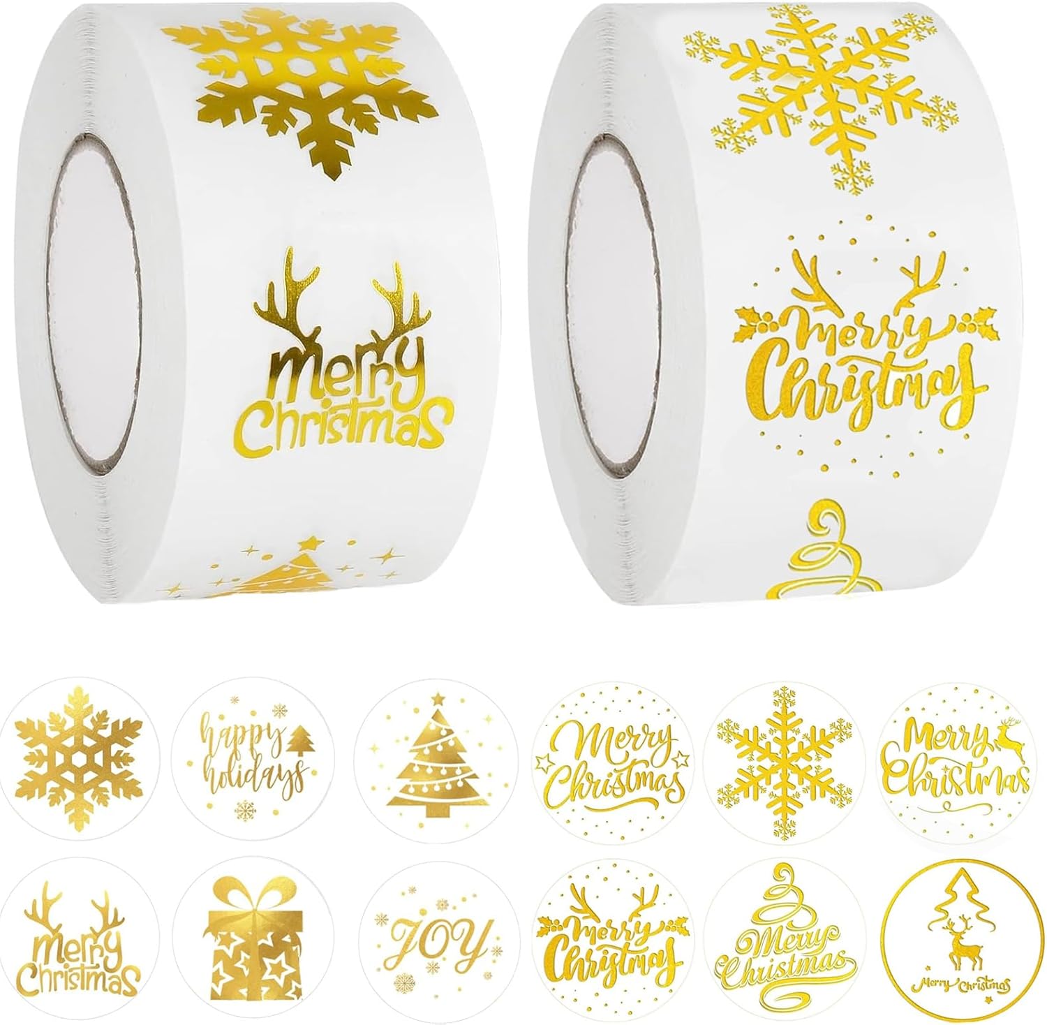 Amazon.com: Christmas Roll Stickers Gold Foil Xmas Round Seal Label ...